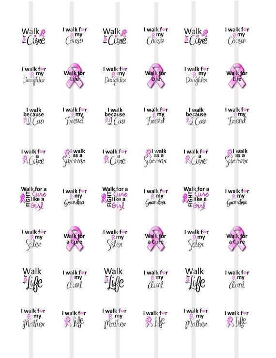Breast Cancer Walk Graphics Printable Digital Collage Sheet | Etsy