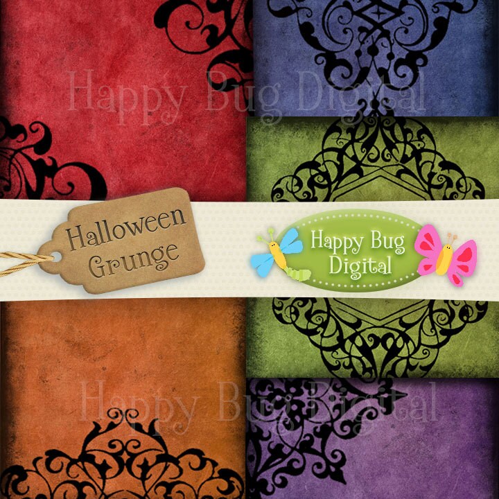 Halloween Grunge Digital Paper Pack 10 Sheets Commercial Use OK ...