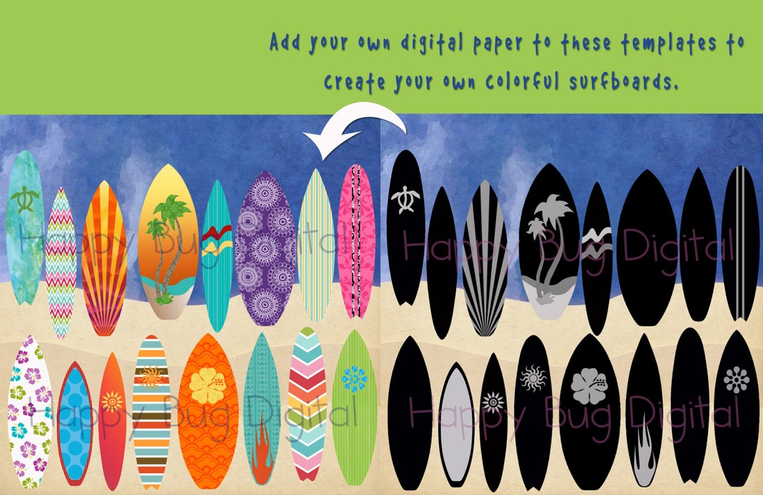 Surfboards Surf Board Summer Beach Theme Photoshop Template for ...