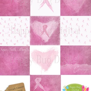 Breast Cancer Awareness Digital Paper Pack 10 Sheets Commercial Use OK ...