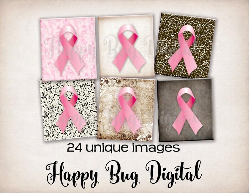 Breast Cancer Awareness Graphics Digital Collage Sheet - Scrabble Tile ...