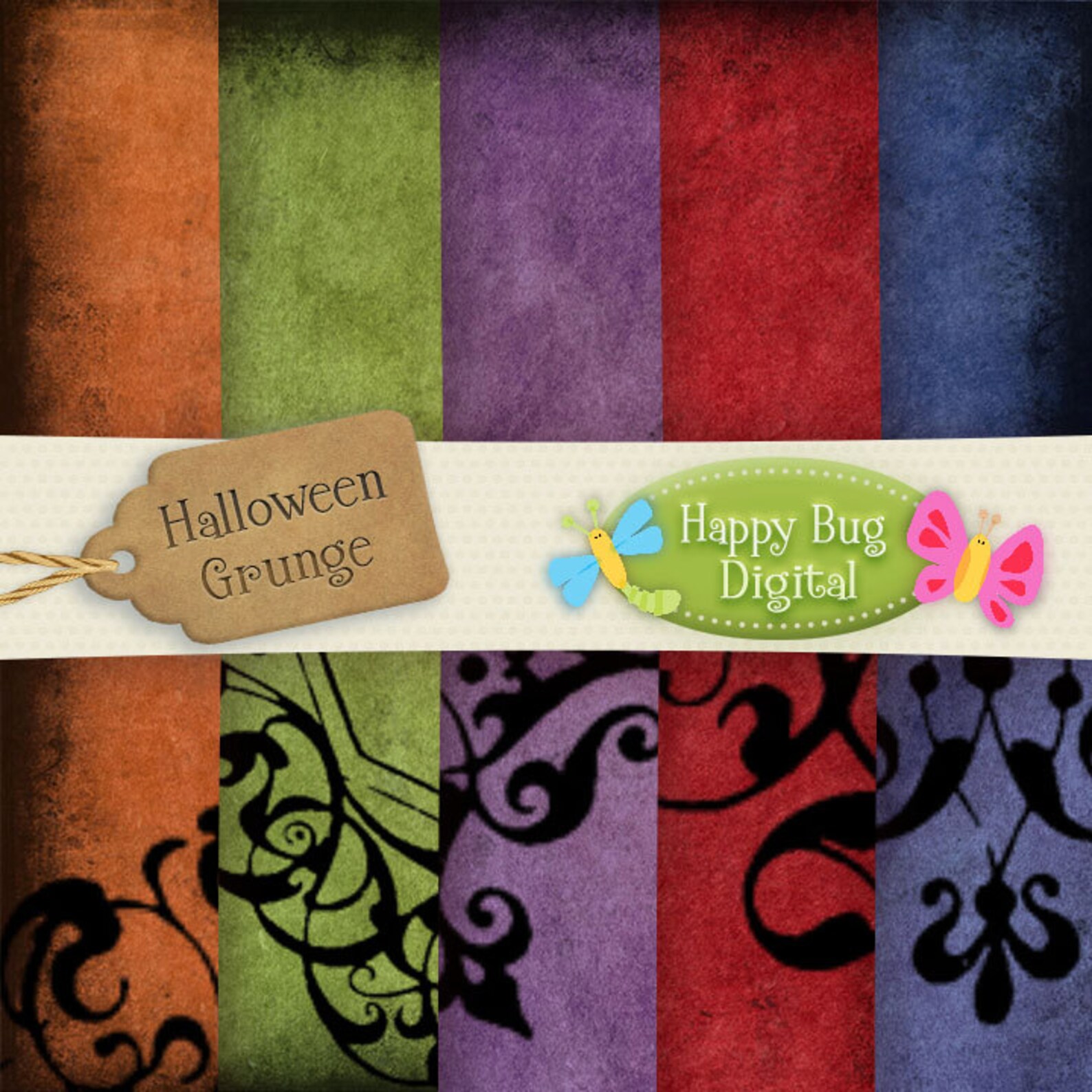 Halloween Grunge Digital Paper Pack 10 Sheets Commercial Use OK ...