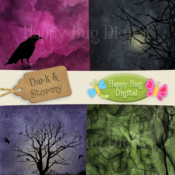 Dark & Stormy Halloween Digital Paper Pack 10 Sheets Commercial Use OK ...