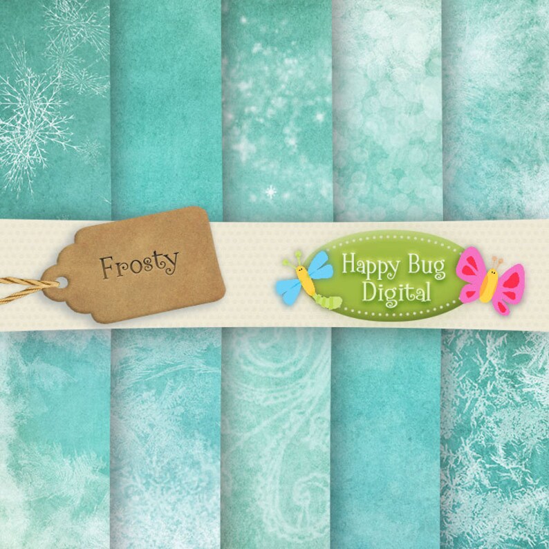 Frosty Winter Digital Paper Pack 10 Sheets Commercial Use OK - INSTANT ...