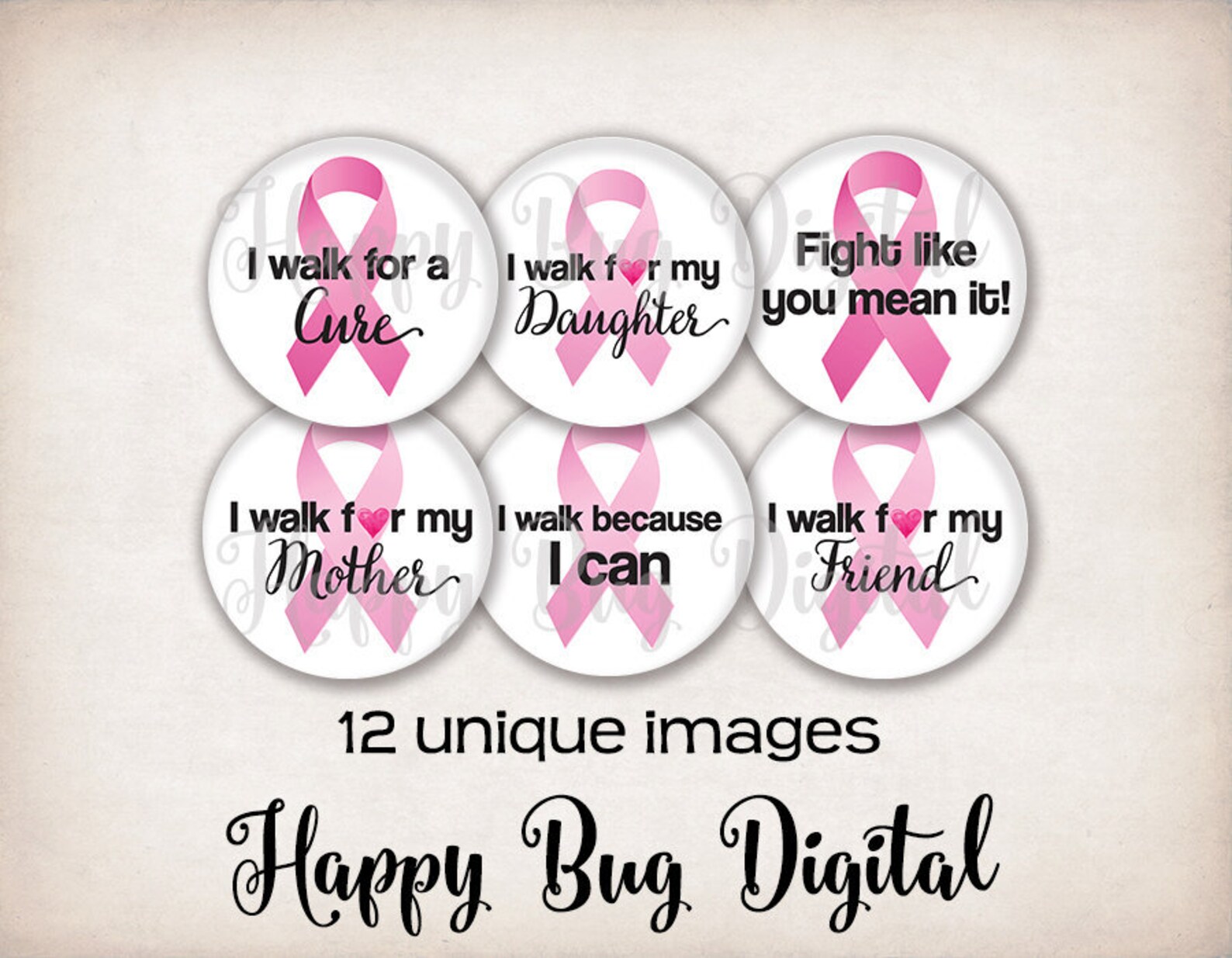 Breast Cancer Awareness "i Walk For" Digital Collage Sheet 2.625 ...