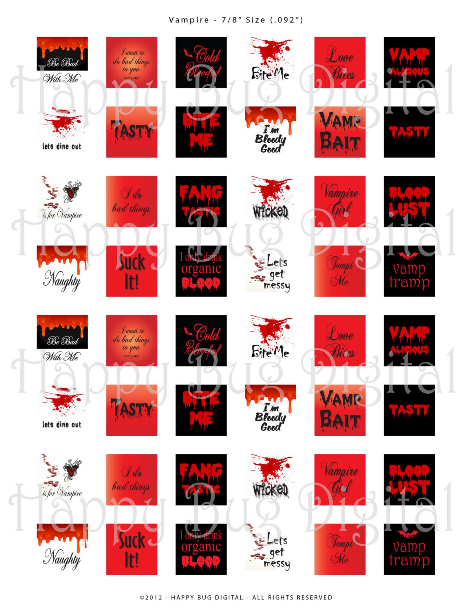 Vampire Halloween Digital Collage Sheet - 7/8" Inch Squares for Glass ...