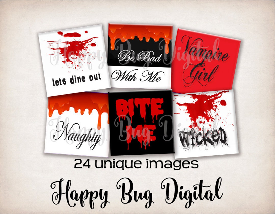 Vampire Halloween Digital Collage Sheet - 7/8" Inch Squares for Glass ...