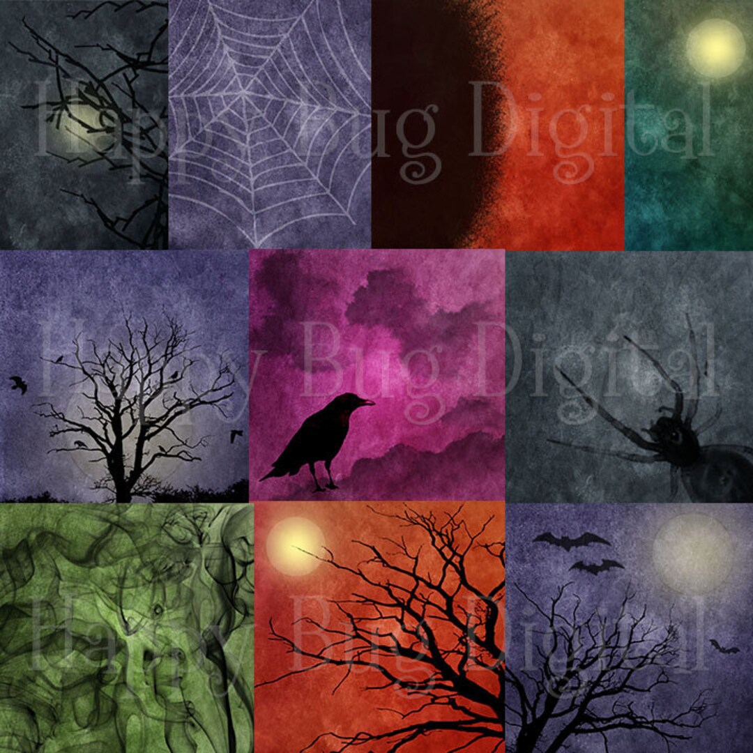 Dark & Stormy Halloween Digital Paper Pack 10 Sheets Commercial Use OK ...