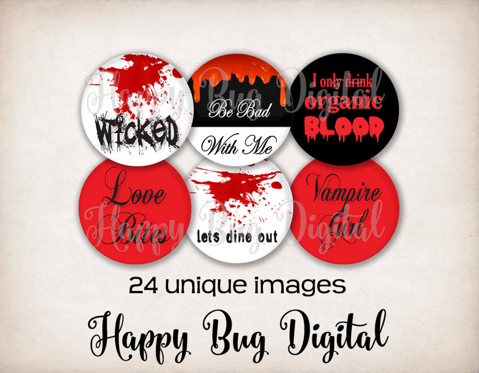 Vampire Halloween Digital Collage Sheet 1 Inch Round Circles - Etsy