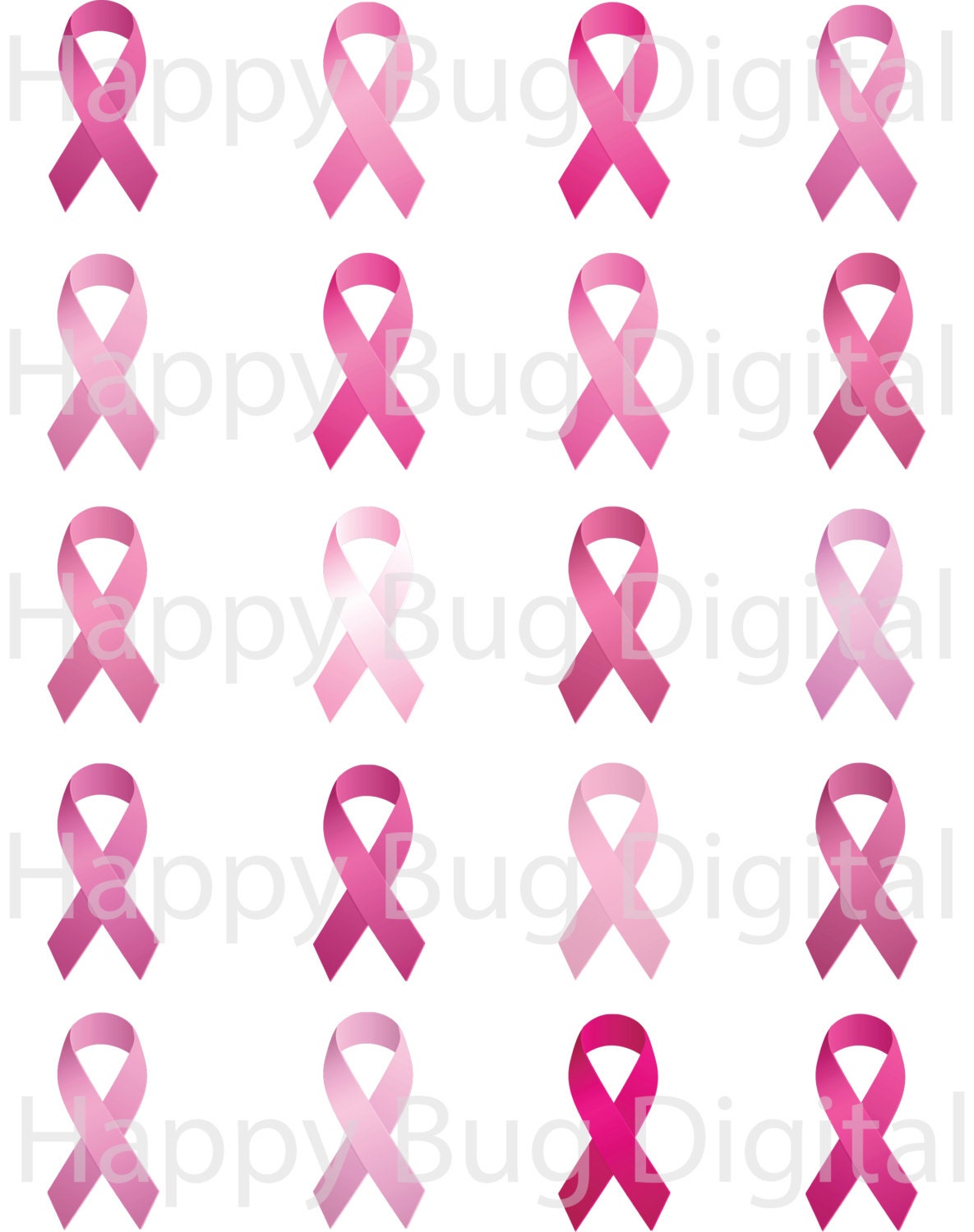 Pink Ribbons Breast Cancer Awareness Clip Art 20 Png Files Commercial ...