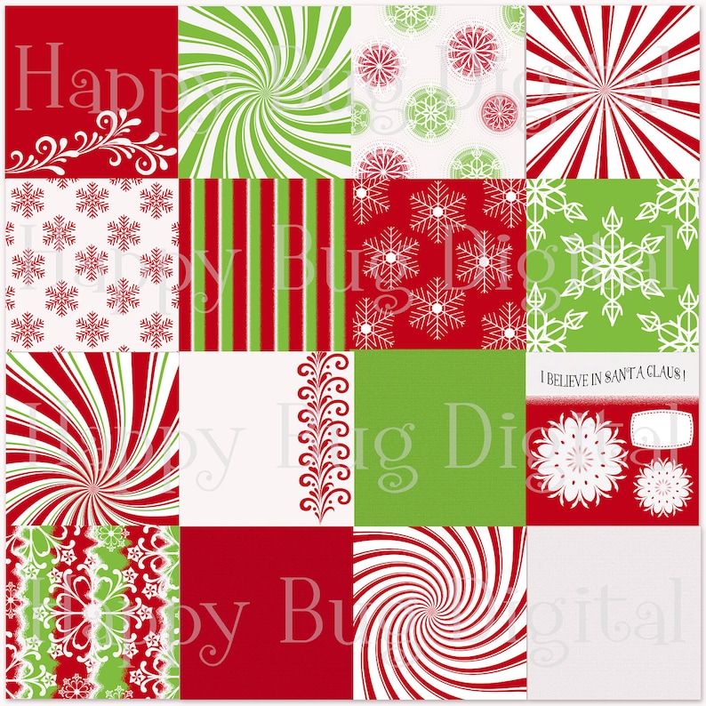 Sweet Christmas Digital Paper Pack - 16 Papers - INSTANT DOWNLOAD - Etsy