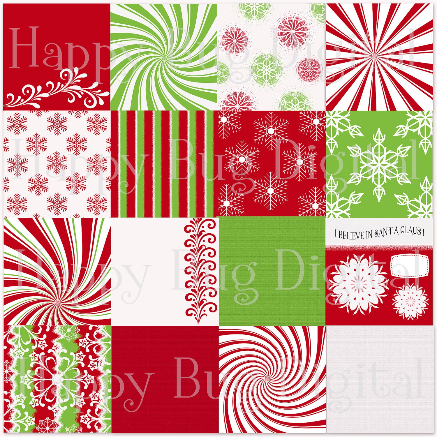 Sweet Christmas Digital Paper Pack - 16 Papers - INSTANT DOWNLOAD - Etsy