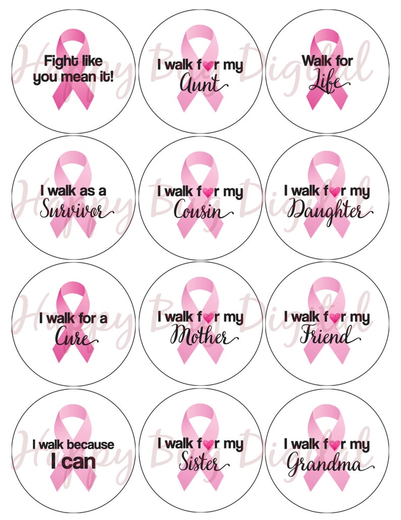Breast Cancer Awareness "i Walk For" Digital Collage Sheet 2.625 ...