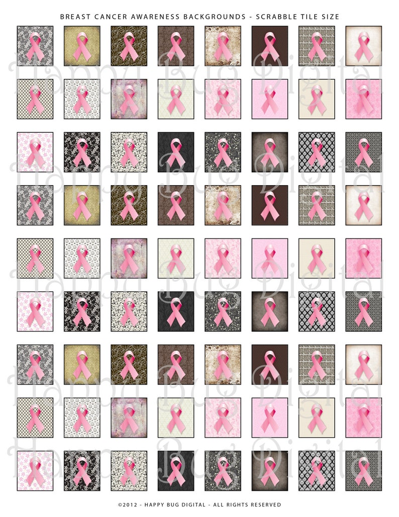Breast Cancer Awareness Graphics Digital Collage Sheet - Scrabble Tile ...