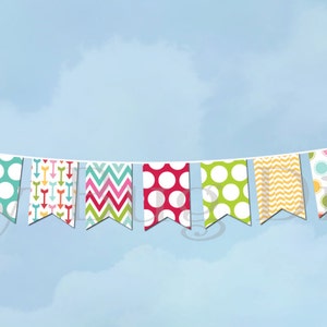 Chevron Pennant Flag Garland Photoshop Template Bunting Pendant - Fully ...