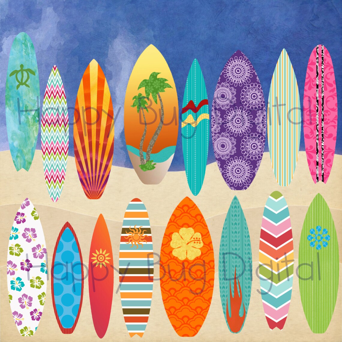 Surfboards Surf Board Summer Beach Theme Photoshop Template for ...