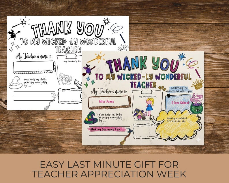 Wicked Lehreranerkennungskarte, Färbung Dankeschön-Notizgeschenk ...