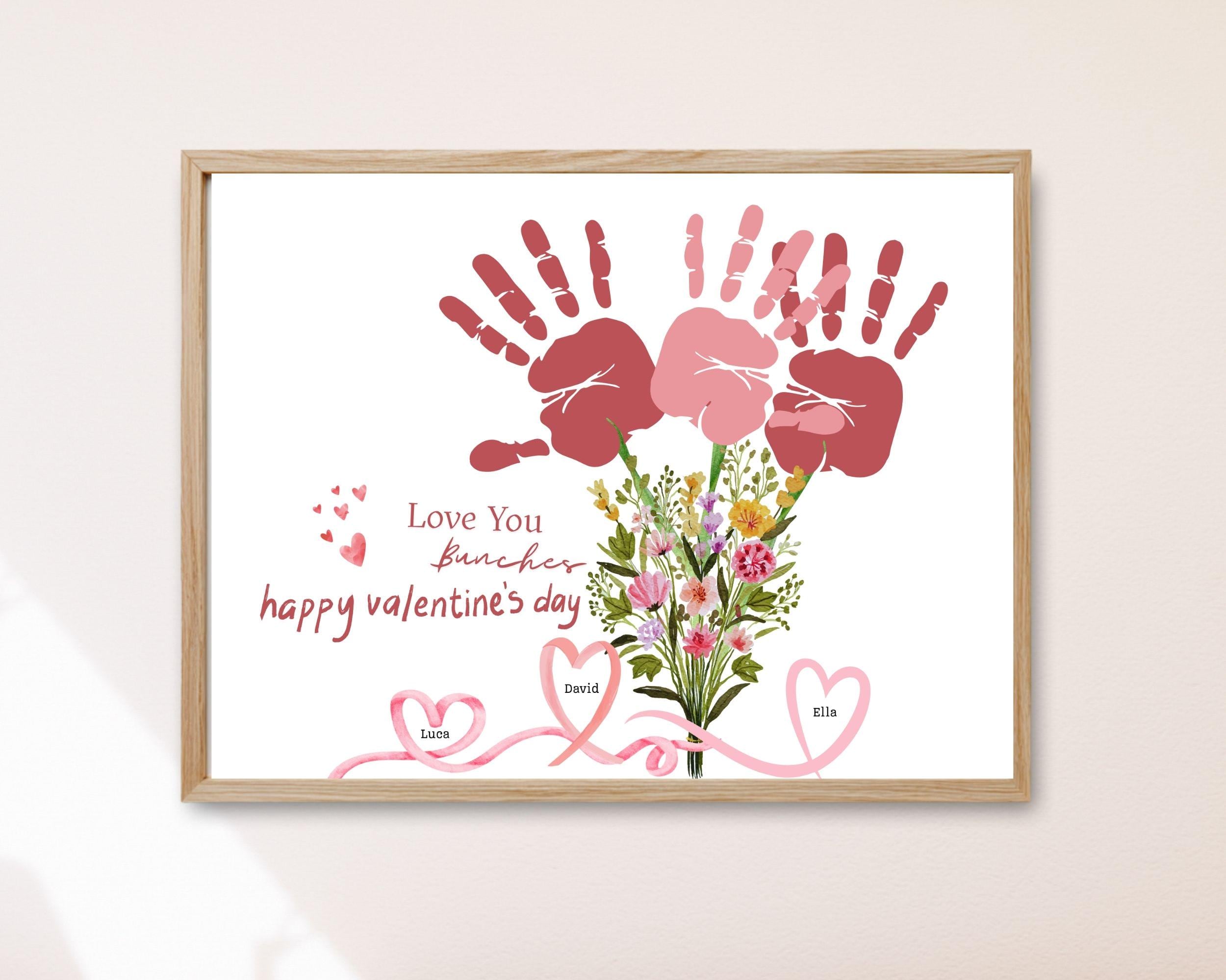 Love You Bunches Handprint Art Bouquet, Valentine's Day Kids Keepsake ...