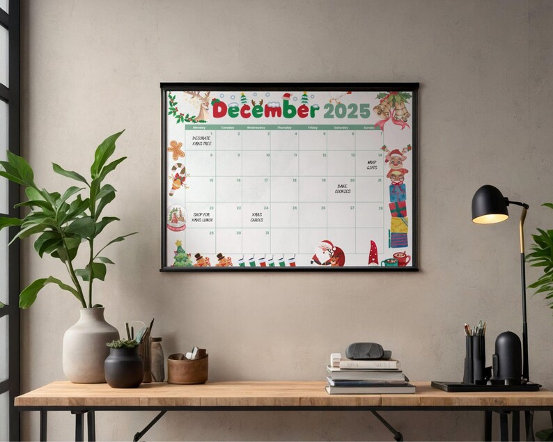 Editable December 2025 Christmas Calendar, Printable Monthly Planner ...