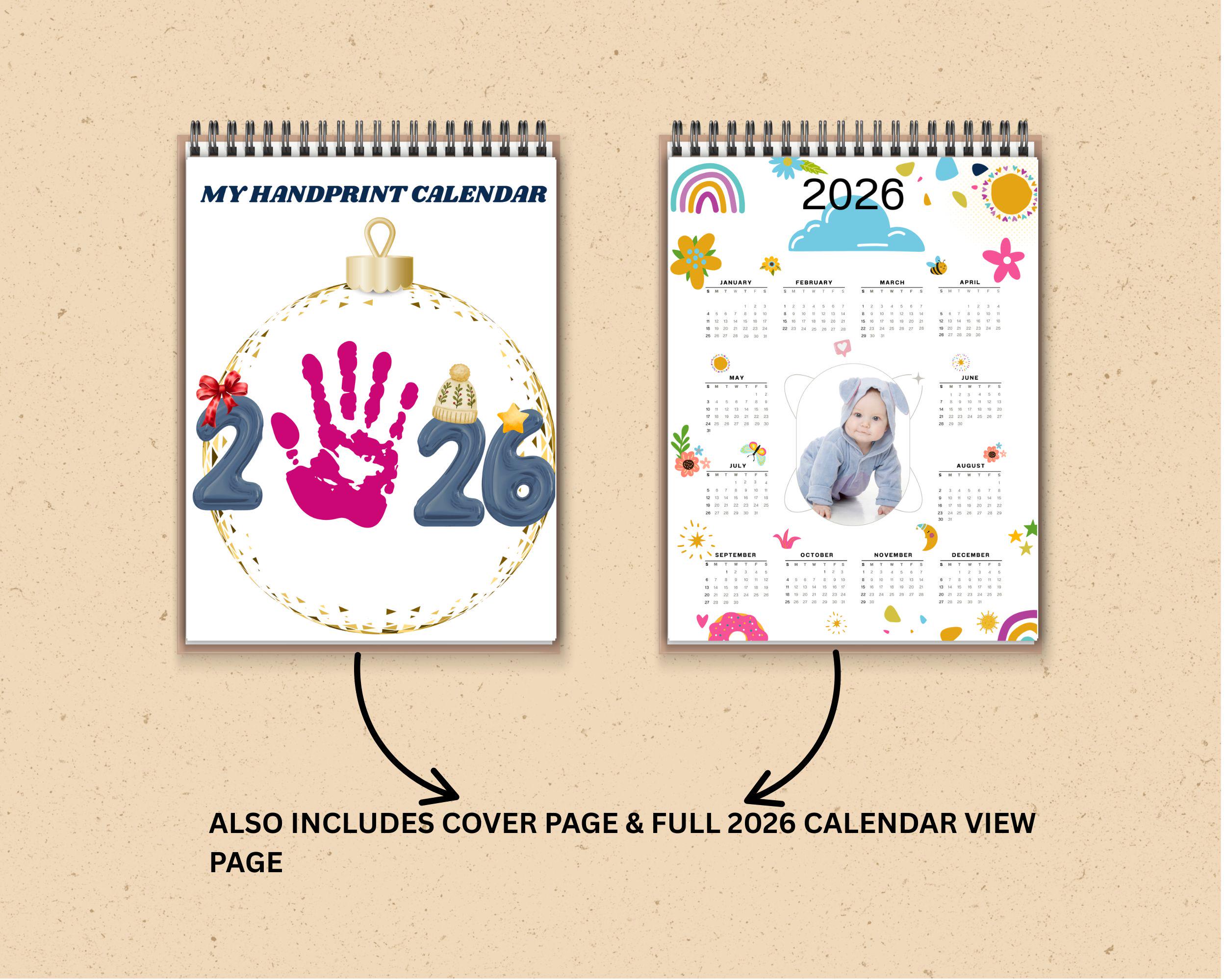2026 Handprint Calendar Keepsake: Baby's First Year Memory Book Gift ...