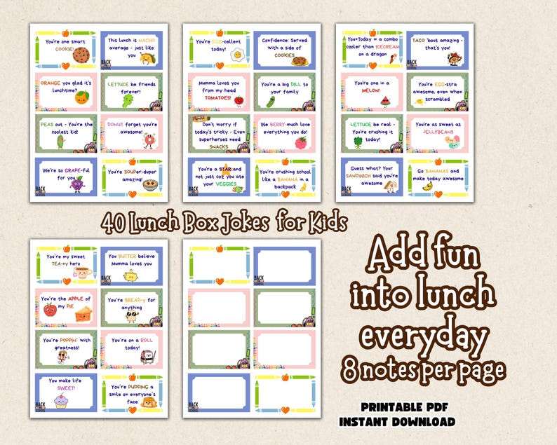 Kids Lunch Box Notes: Funny Jokes & Positive Affirmations (printable ...