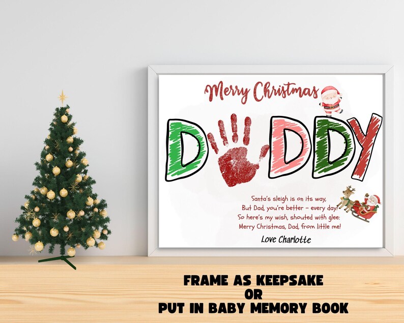 Daddy Handprint Christmas Card: DIY First Xmas Keepsake Gift (printable ...