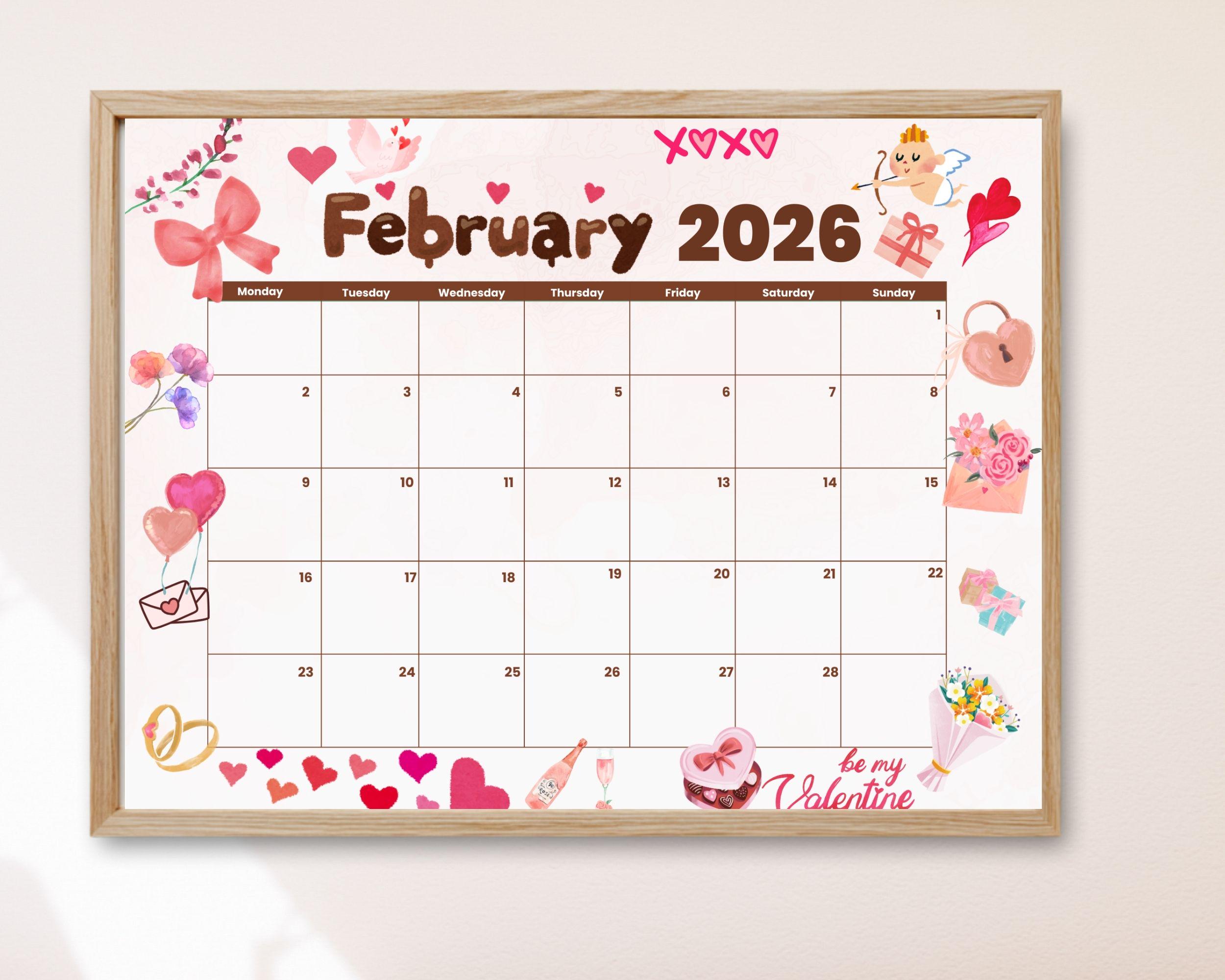 Editable February 2026 Valentine Planner, Printable Monthly Planner ...