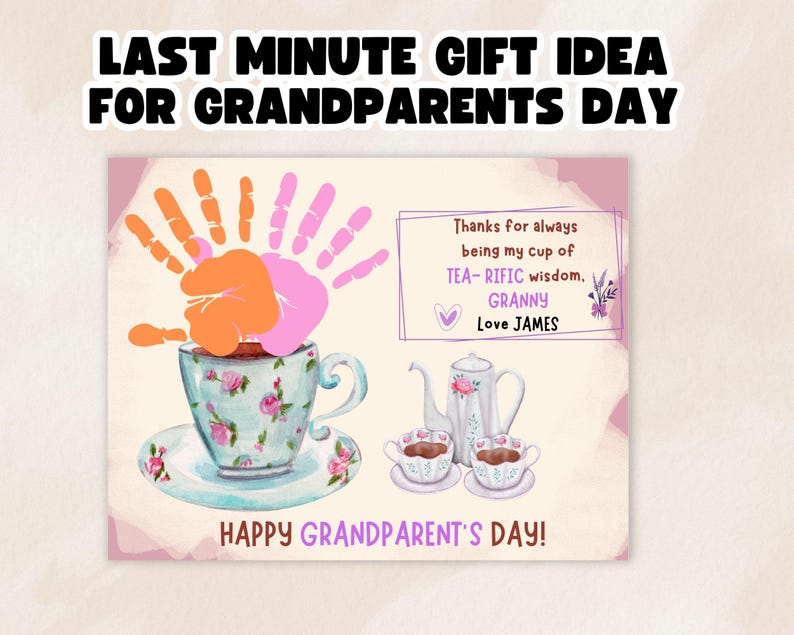 Granny Handprint Teapot Art: Grandparents Day Keepsake (digital ...