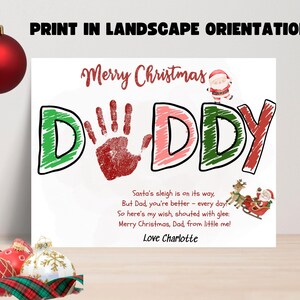 Daddy Handprint Christmas Card: DIY First Xmas Keepsake Gift (printable ...