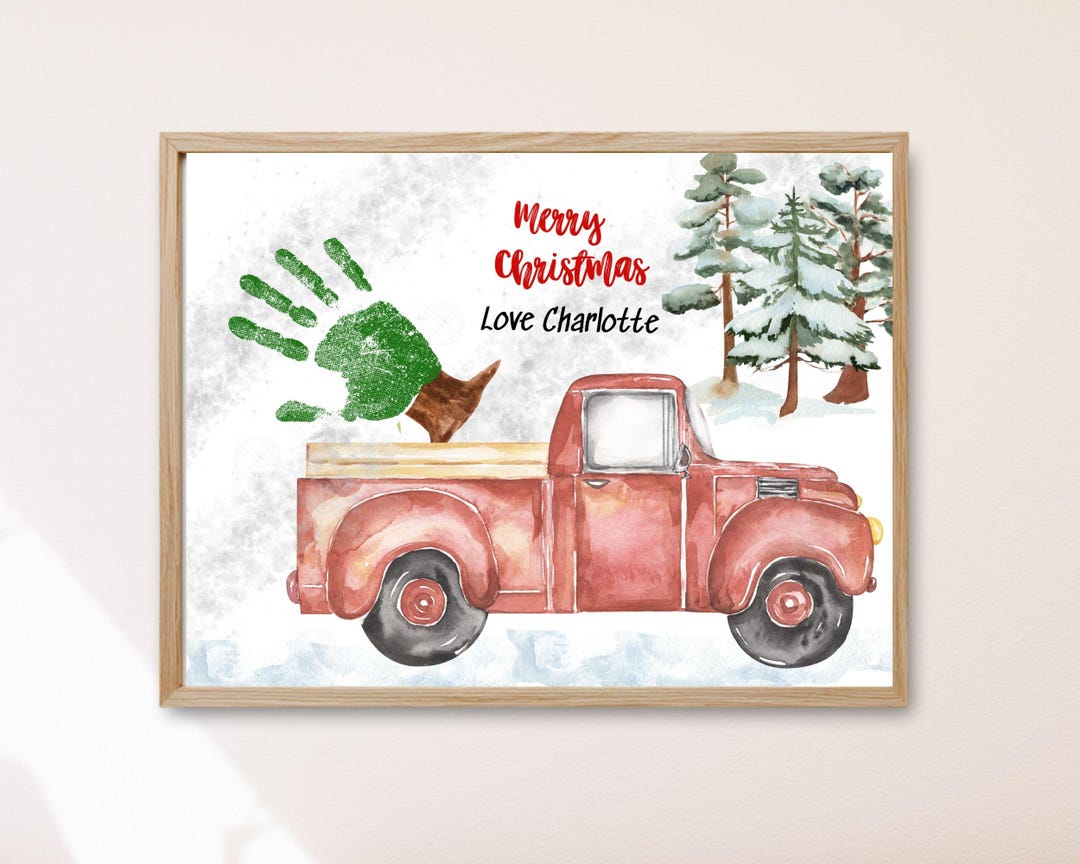 Christmas Truck Handprint Art: Personalized Xmas Keepsake (printable ...
