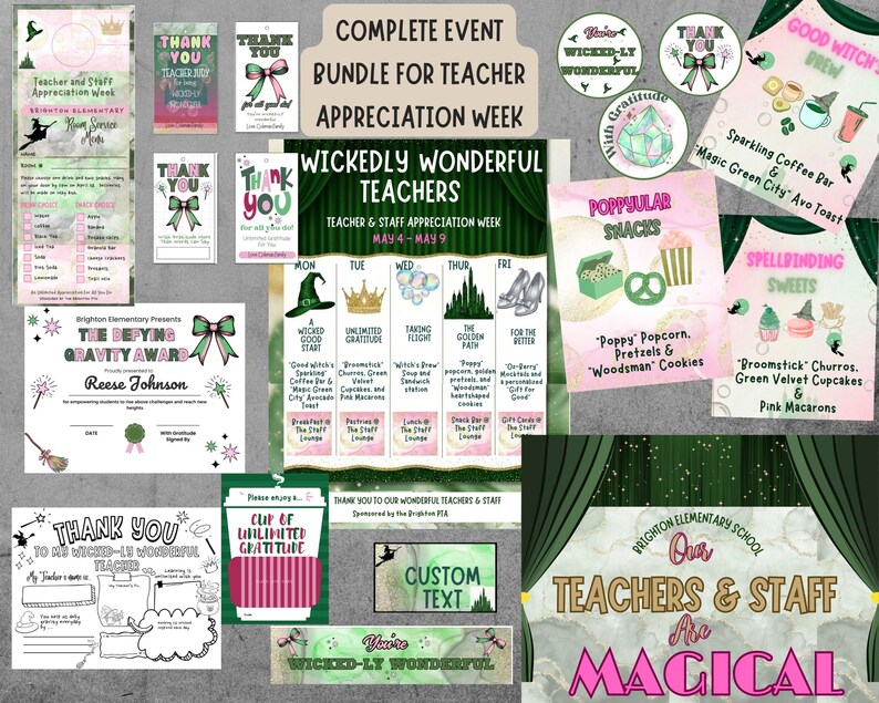 Wicked Teacher Appreciation Event Bundle (canva Editable) Flyer, Signs ...