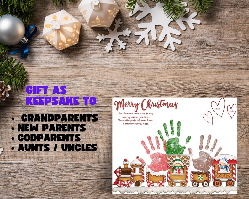 Gingerbread Train Handprint Christmas Card: Sibling Xmas Handprint ...
