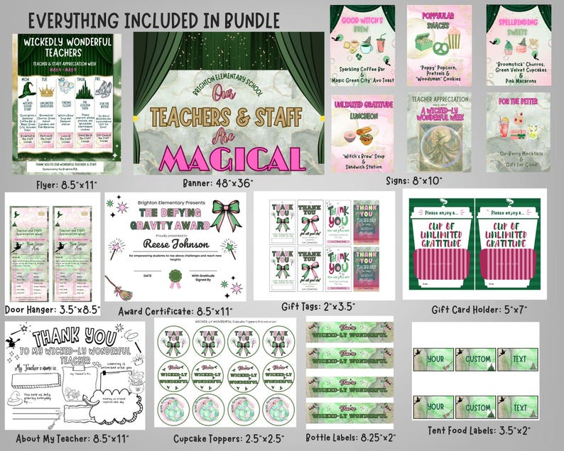 Wicked Teacher Appreciation Event Bundle (canva Editable) Flyer, Signs ...