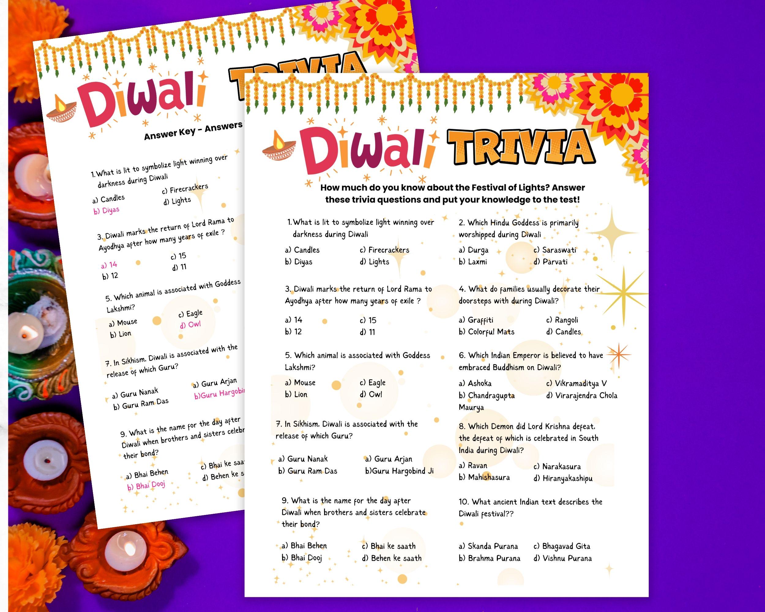 Fun Diwali Trivia Game: Indian Party Activity (printable PDF) - Etsy