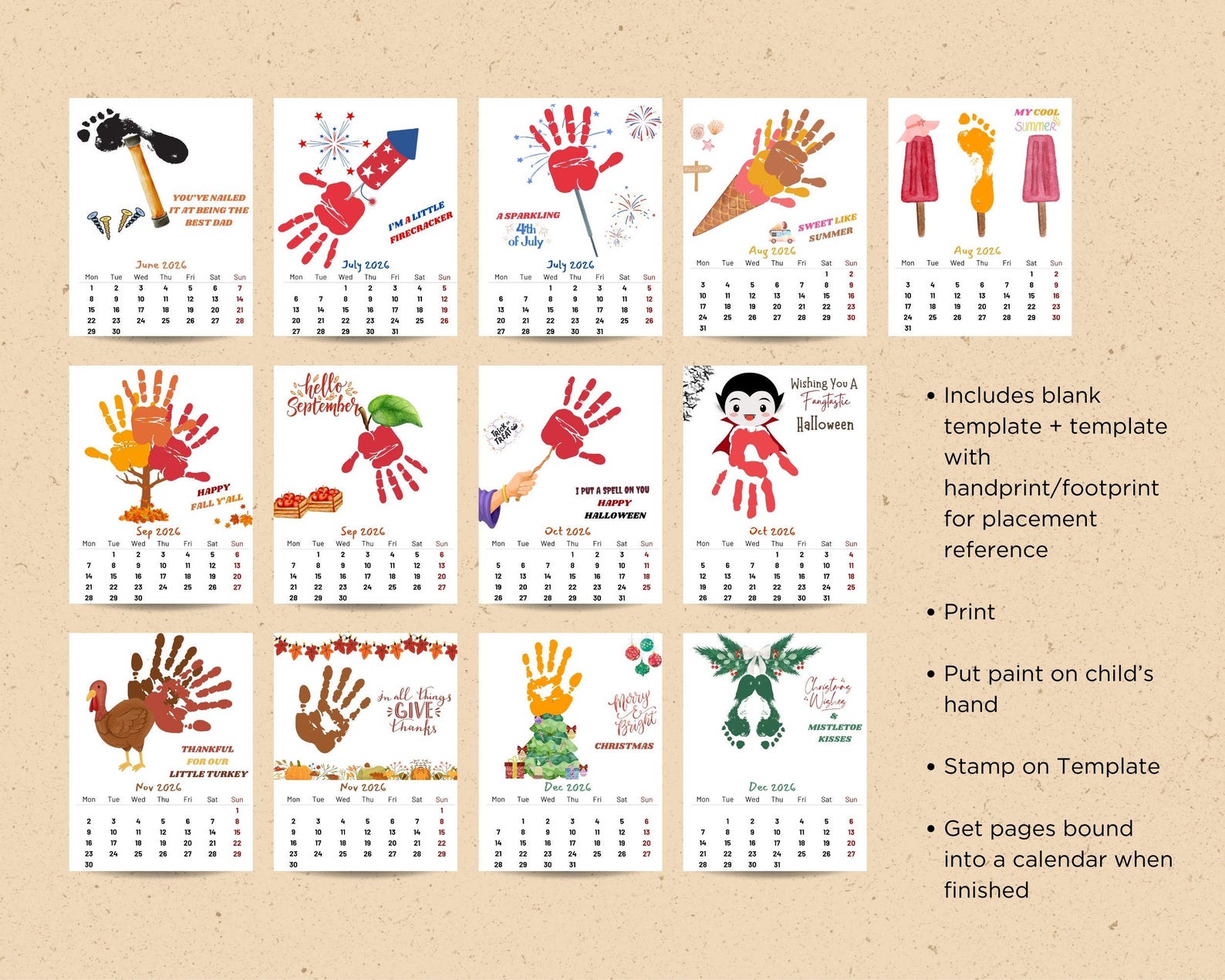 2026 Handprint Calendar Keepsake: Baby's First Year Memory Book Gift ...