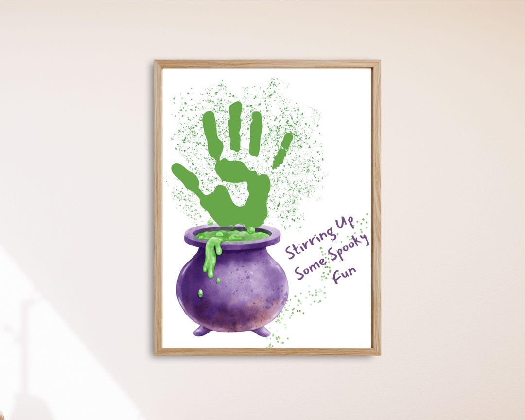 Cauldron Halloween Handprint Art: Spooky Kids Craft, Keepsake Card ...