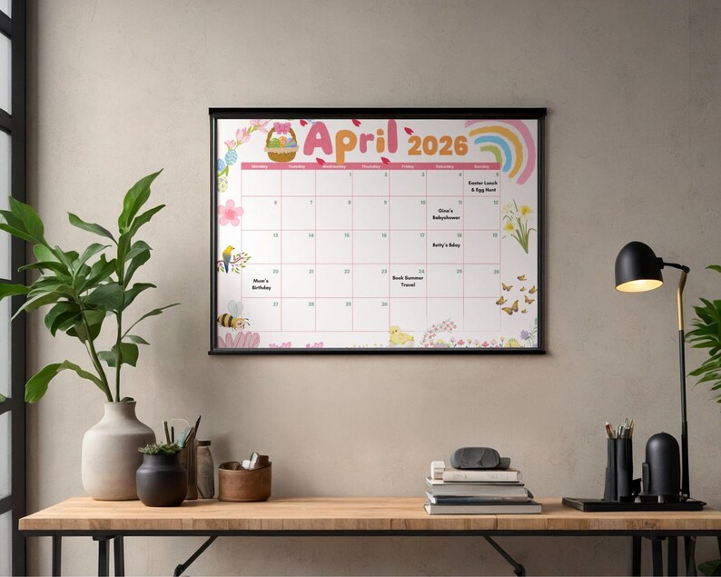 Editable April 2026 Easter Calendar, Printable Monthly Planner for ...