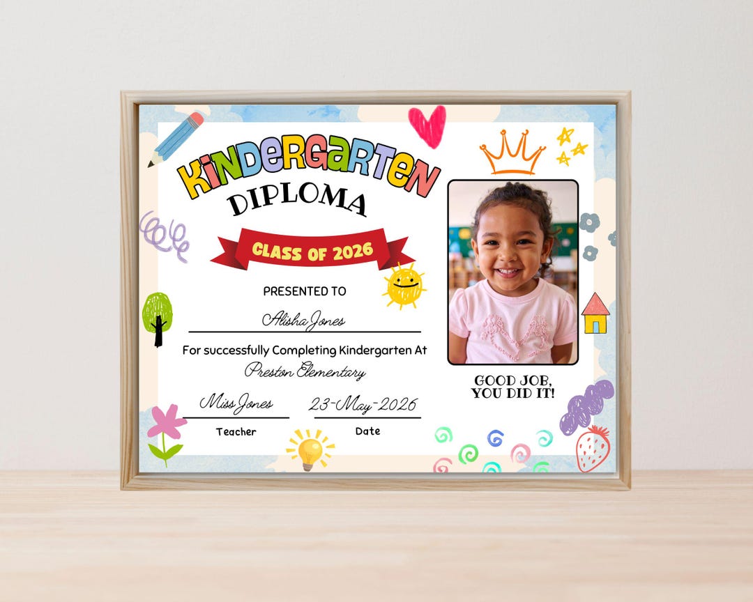 Editable Kindergarten Diploma: Graduation Certificate, Last Day of ...