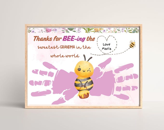 Grandparents Bee Handprint Craft -- Printable DIY Best Grandparents Art ...