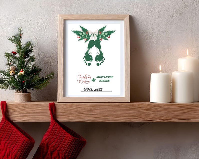 Christmas Handprint Footprint Art Bundle, DIY Holiday Keepsake (digital ...