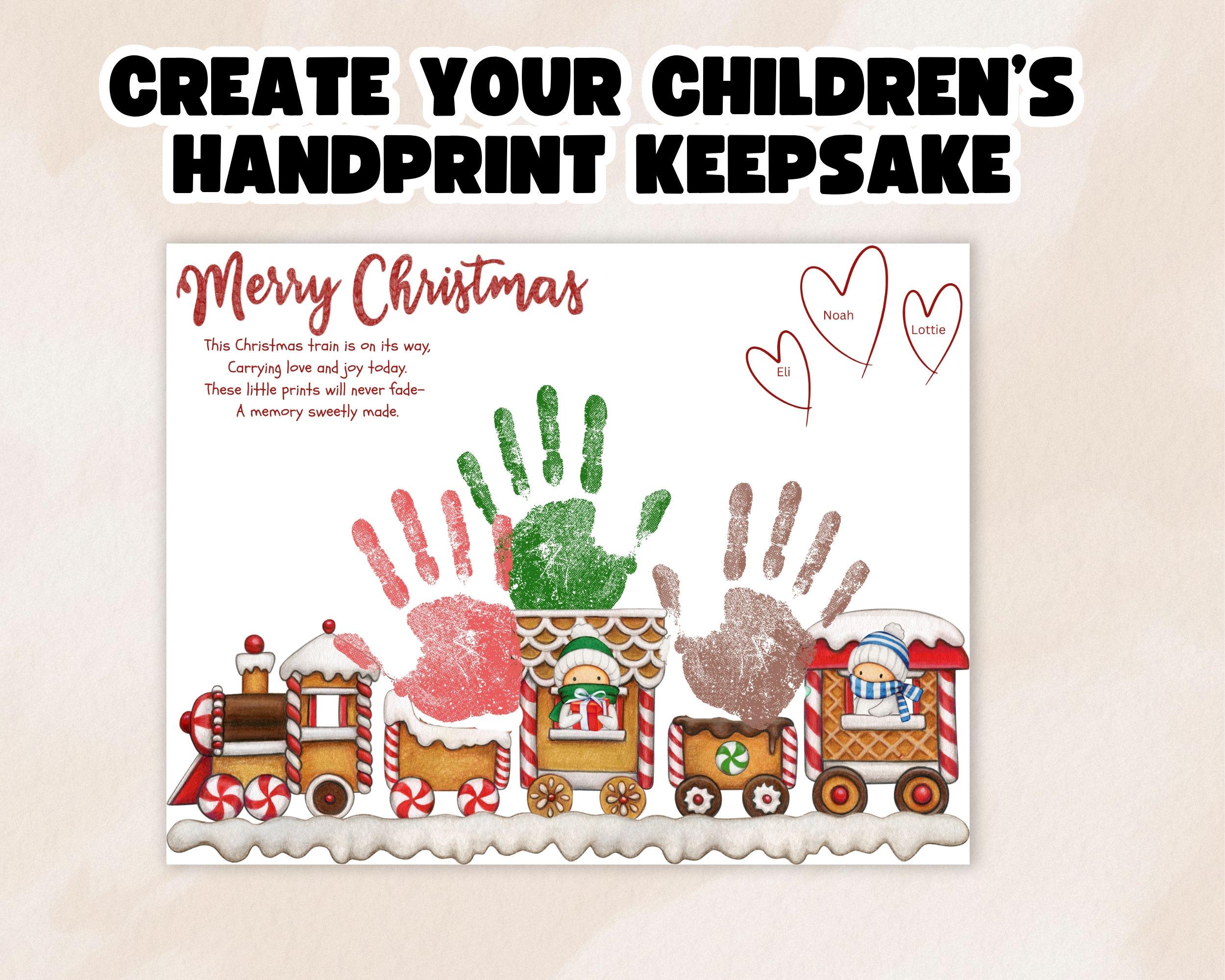 Gingerbread Train Handprint Christmas Card: Sibling Xmas Handprint ...