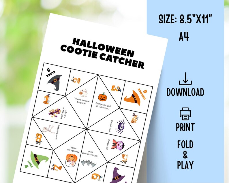 Halloween Cootie Catcher: Printable Joke Teller, Kids Party Game ...