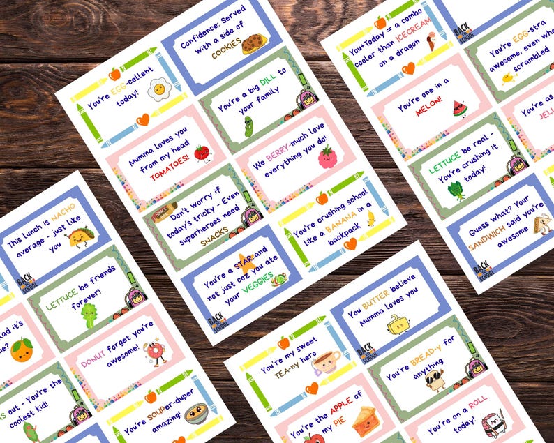 Kids Lunch Box Notes: Funny Jokes & Positive Affirmations (printable ...