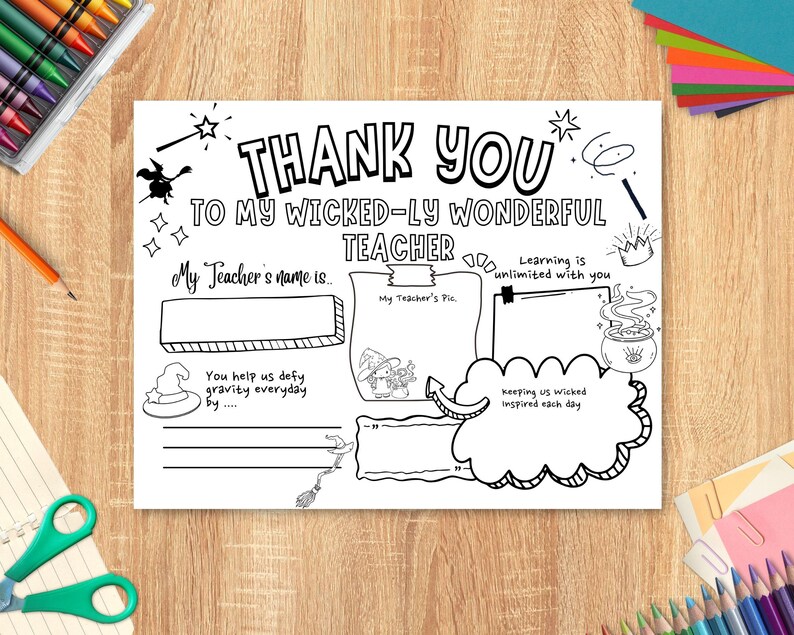 Wicked Lehreranerkennungskarte, Färbung Dankeschön-Notizgeschenk ...