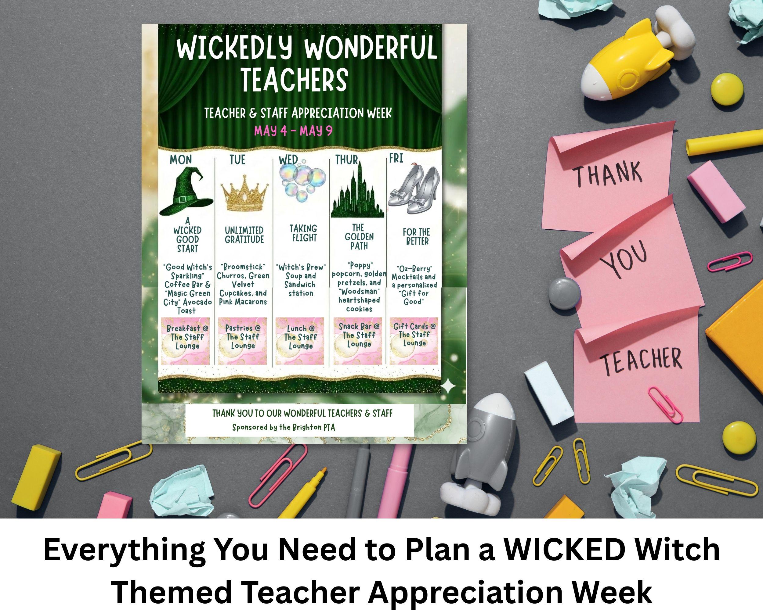Editable Wicked Teacher Appreciation Itinerary, Staff Event Flyer ...