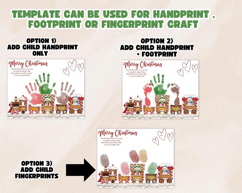 Gingerbread Train Handprint Christmas Card: Sibling Xmas Handprint ...