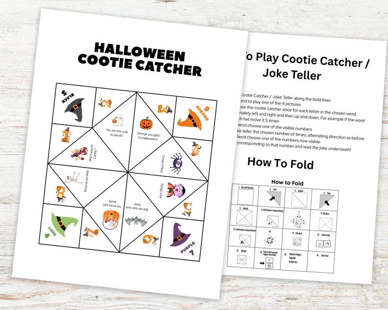 Halloween Cootie Catcher: Printable Joke Teller, Kids Party Game ...