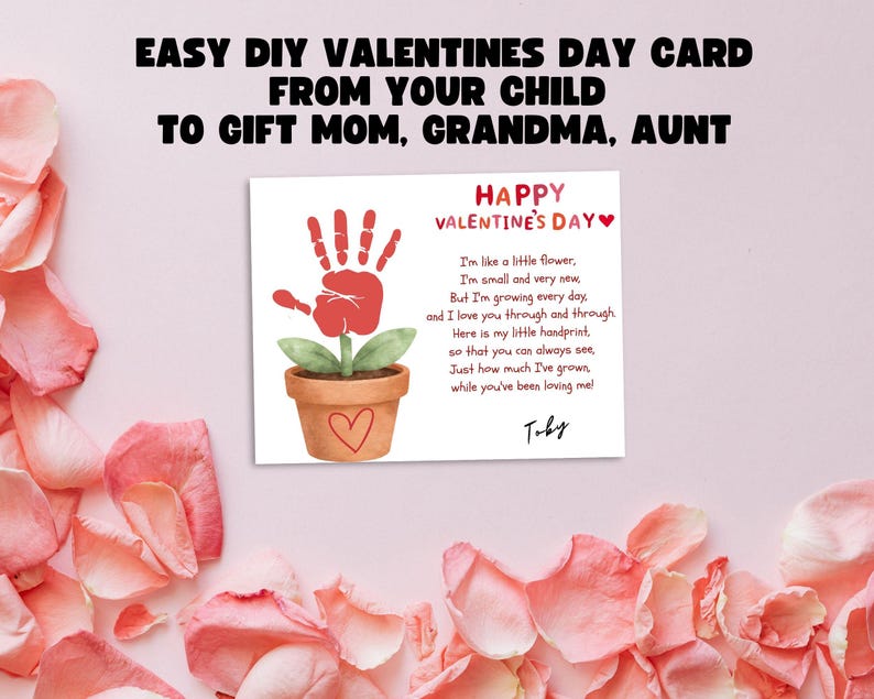 Valentine's Day Flower Handprint Art, Keepsake Poem Printable Gift for ...
