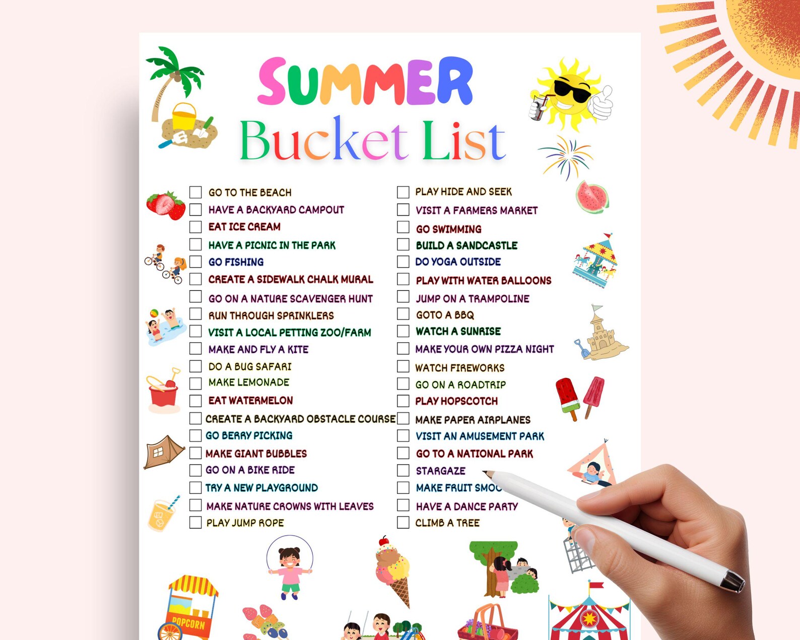 Summer Bucket List for Kids: Family Activities Printable (PDF Download ...