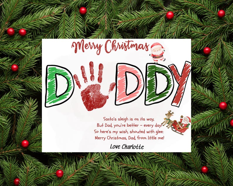 Daddy Handprint Christmas Card: DIY First Xmas Keepsake Gift (printable ...